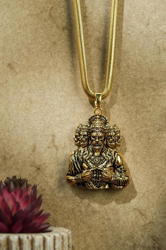 Panchamukhi Hanuman Pendant With Snake Golden Chain – Buddy